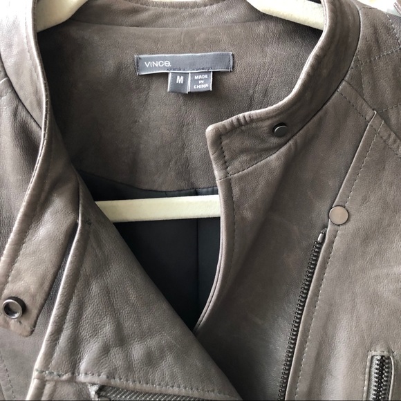 Vince | Jackets & Coats | Vince Grey Quilted Leather Jacket | Poshmark